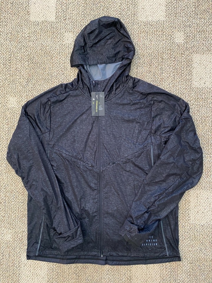 Nike Shield Run Division Mens Pinnacle Running Jacket Black Size XL ...