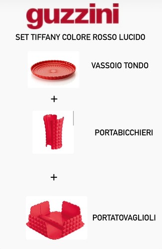 GUZZINI: TIFFANY ROSSO LUCIDO SET PORTATOVAGLIOLI +PORTABICCHIERI+ ...
