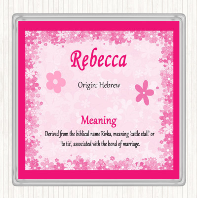 Rebecca Name Meaning Drinks Mat Coaster Pink | eBay UK