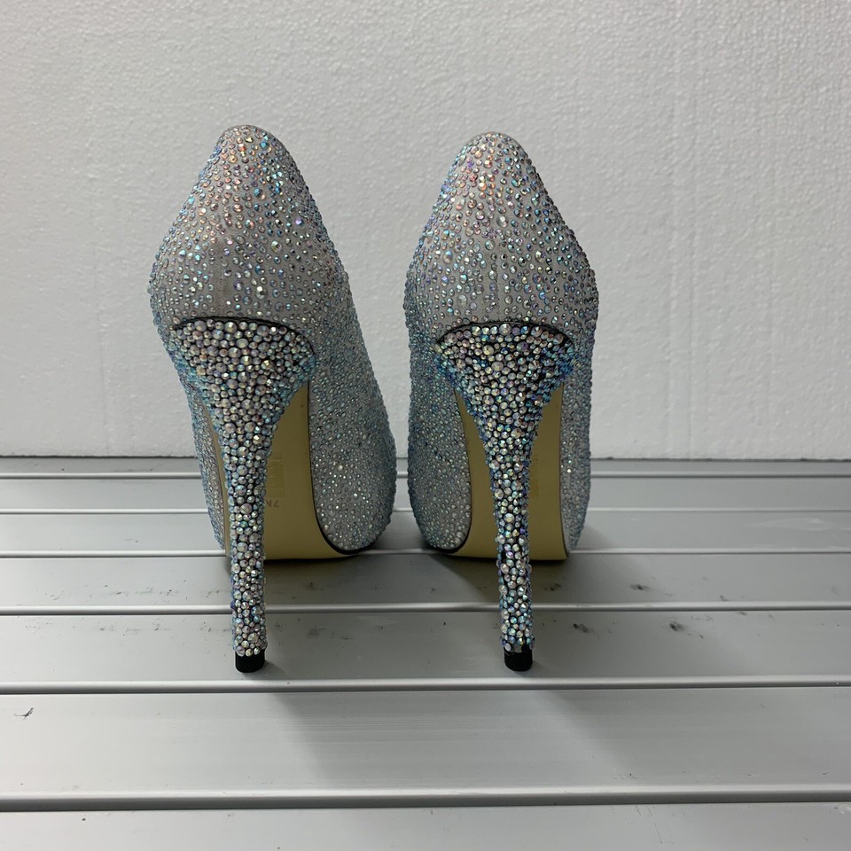 Pleaser Prestige-20 white suede platform stiletto heels pumps ...