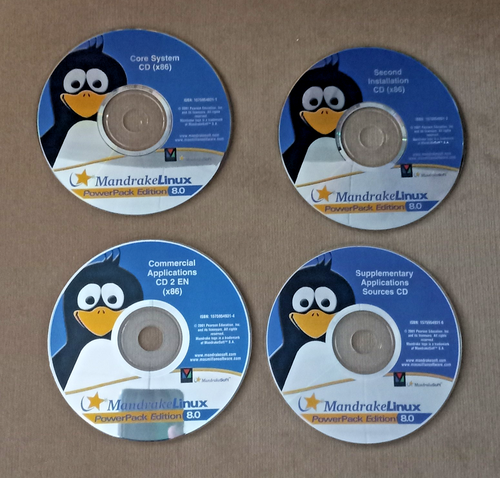 Lot of 4 Mandrake Linux PowerPack 8.0 CD x86 2001 Disc Only No Key ...