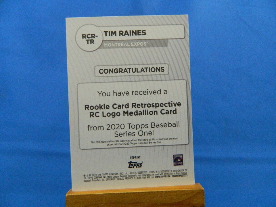 Tim Raines Topps 2020 Rookie Card Retrospective RC Logo Medallion | eBay