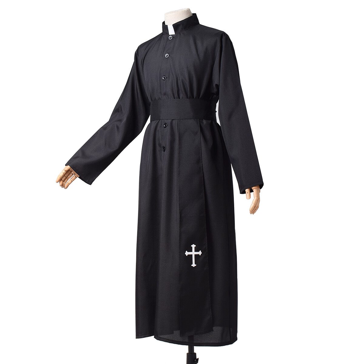 Black Robe Cloak With Belt Minister/priest Halloween Party Cosplay ...