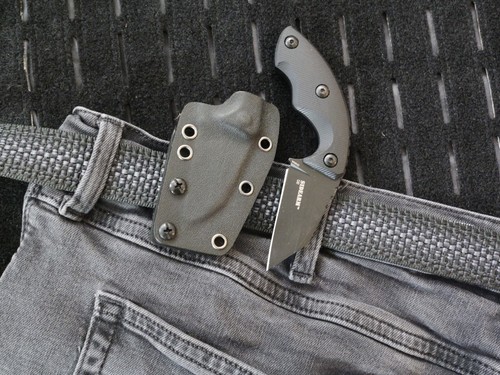 Stealth Black Fixed Blade Knife Mini Combat Knife 5" D2 Kydex Swat ...