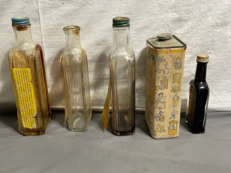 Lot 5 RAWLEIGH'S TALC Cod Liver Oil LINIMENT Anti-Pain FLETCHER ...