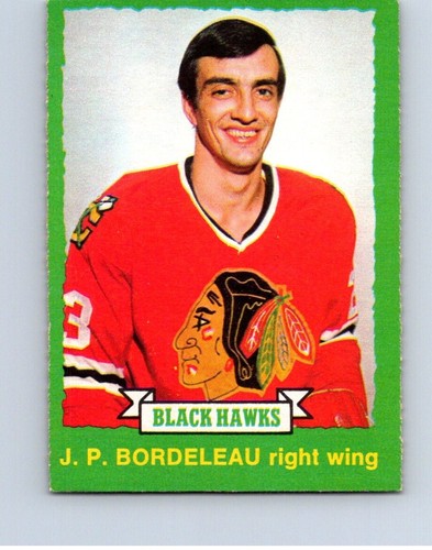 VINTAGE HOCKEY CARD O-PEE-CHEE 1973 CHICAGO BLACK HAWKS J.P. BORDELEAU ...
