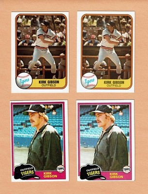1981 Kirk Gibson Rookie Card Lot (4), Range from Ex-Mt to NM-MT All Off ...