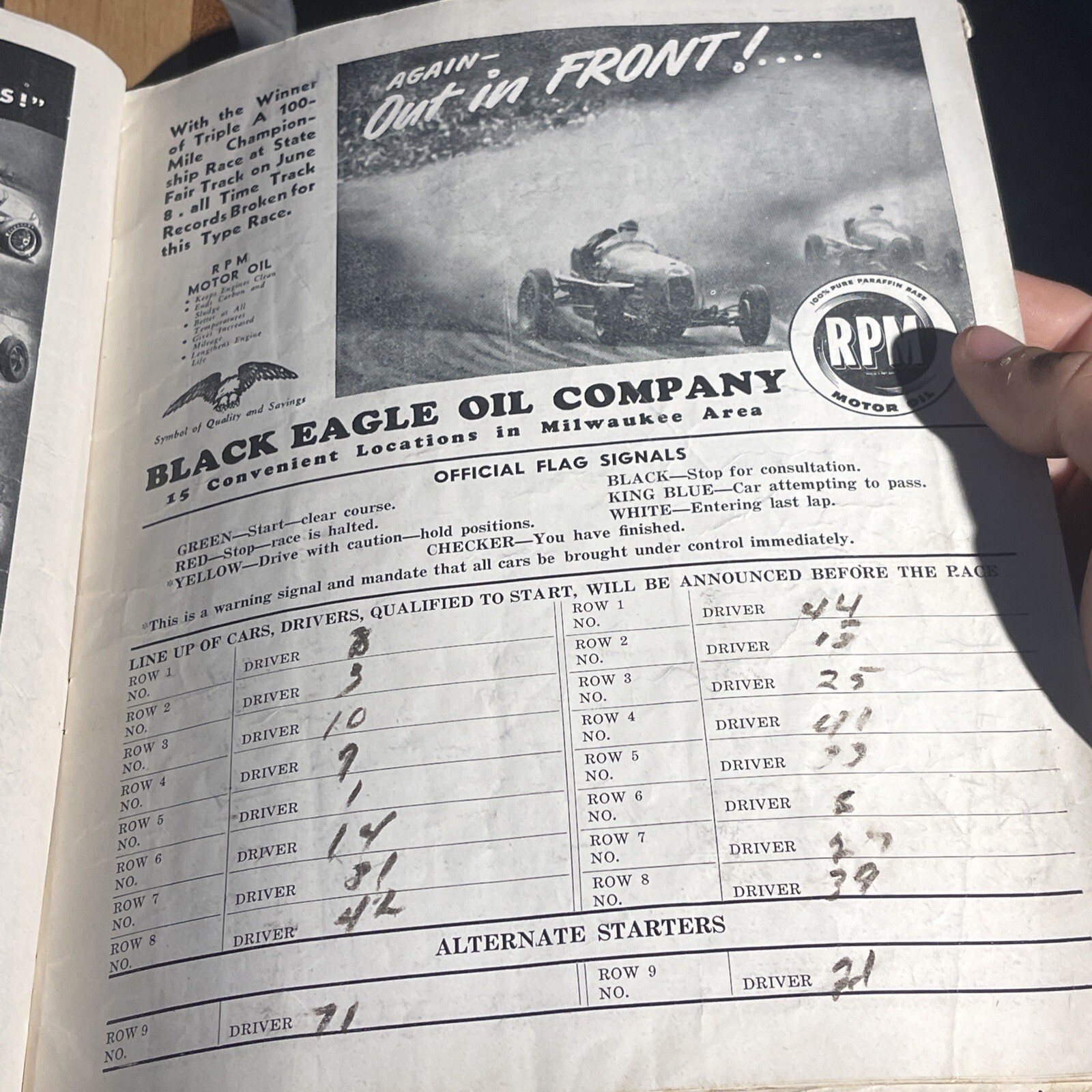 1947 AAA Big Car Race Program, Milwaukee Wisconsin | eBay