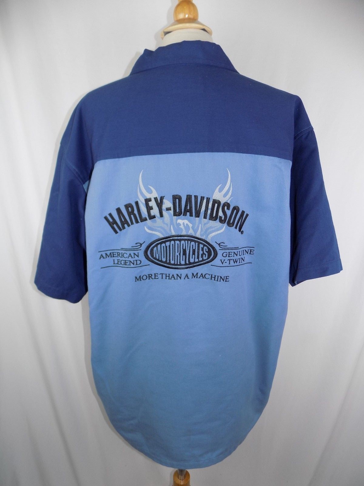 Harley Davidson Motorcycles Blue Light Blue S/S Button Shirt Men Large ...