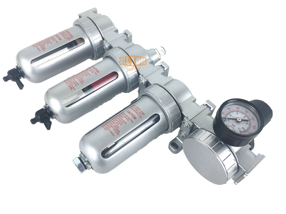 1/2" Mid Flow Inline Compressed Air Filter Clean system 4 Stage Manual ...