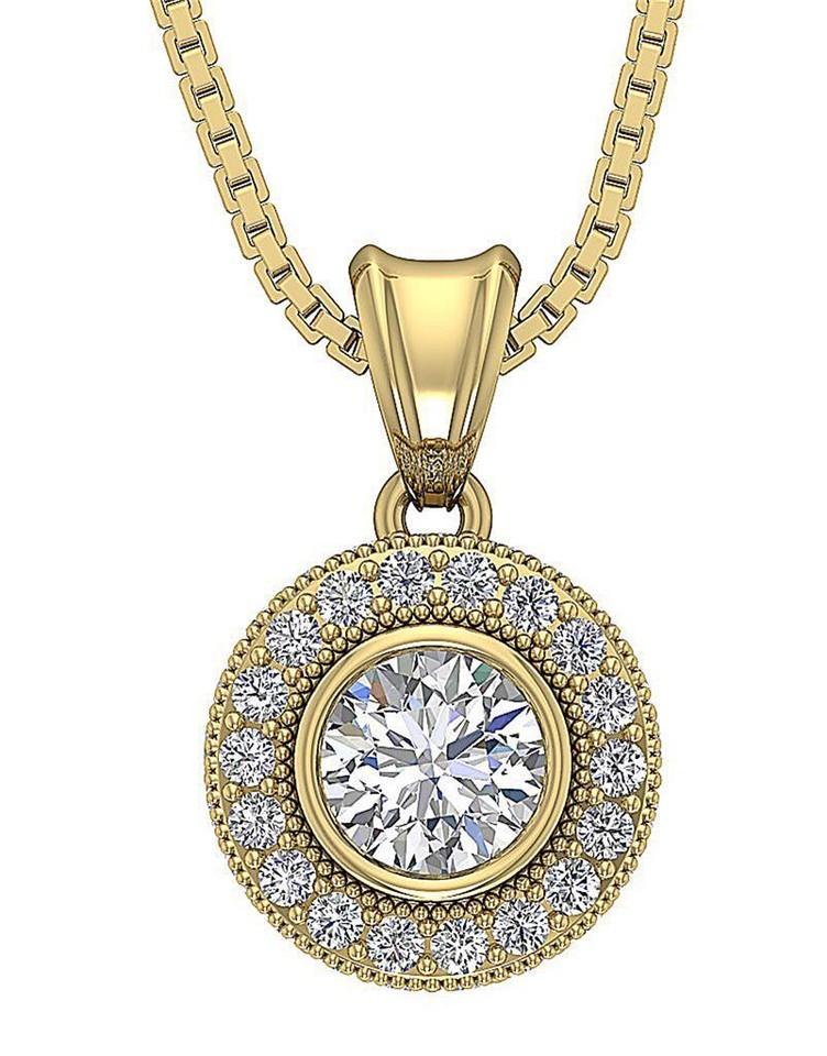 Cluster Pendant Necklace 14K Rose Gold VS1 F 1.00 Ct Genuine Diamond 0. ...