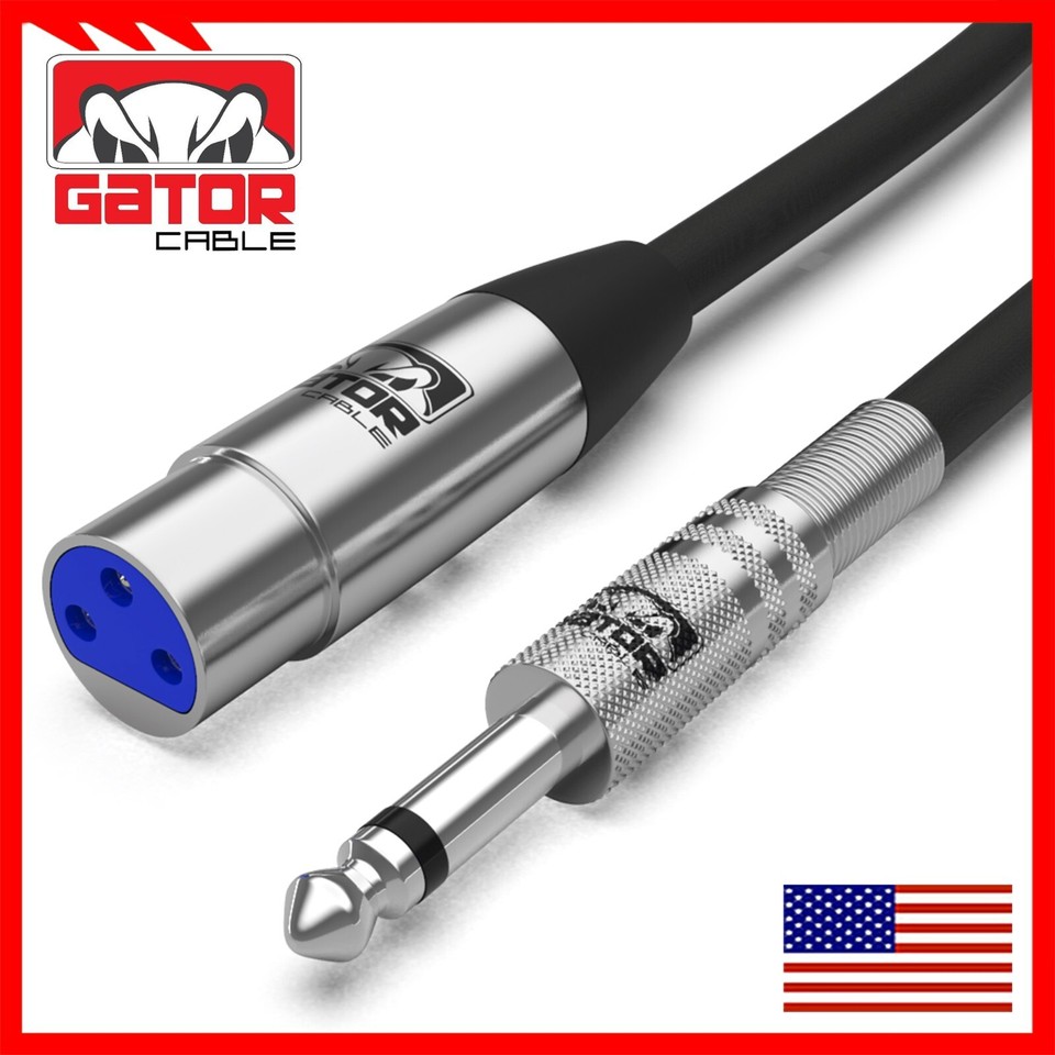 XLR 3-Pin Female to 1/4" Plug Mono Microphone Cable Shielded Stereo ...