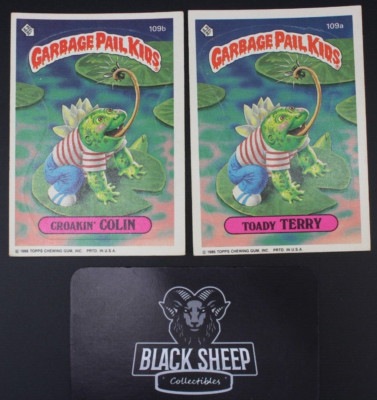1986 Garbage Pail Kids #109a & 109b GPK Toady Terry & Croakin' Colin ...