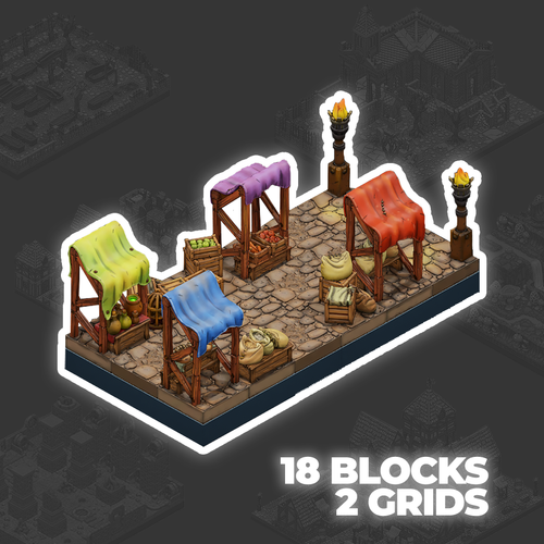 DnD Town Market Terrain Tiles Dungeon Modular Medieval City Bundle ...