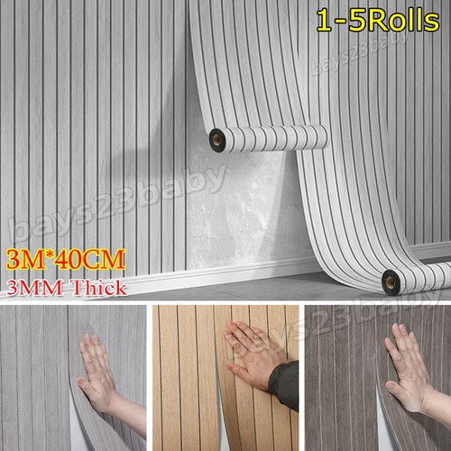 5Roll Wood Grain Panel Effect Wallpaper Stick Self-Adhesive Wood Slat ...