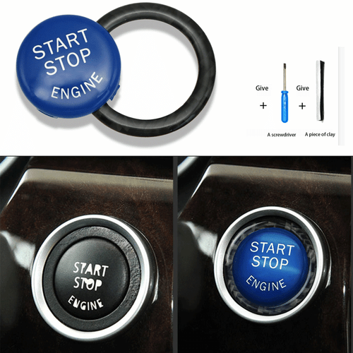 For BMW E90 Blue Start Stop Engine Switch Button Replace with Ring Trim ...