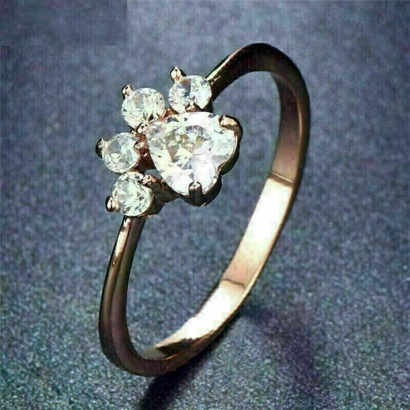 2Ct Heart Lab Created Diamond Dog Paw Shape Engagement Ring 14K Rose ...