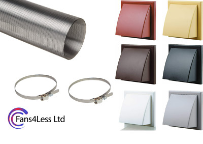Cooker Hood Duct Cowled Vent Kit Fan Extractor Tumble 100mm 125mm 150mm ...