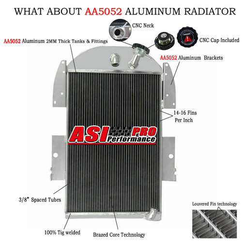 ALL ALUMINUM 4-ROW RADIATOR FOR 1934-1936 1935 CHEVY PICKUP TRUCKS V8 ...
