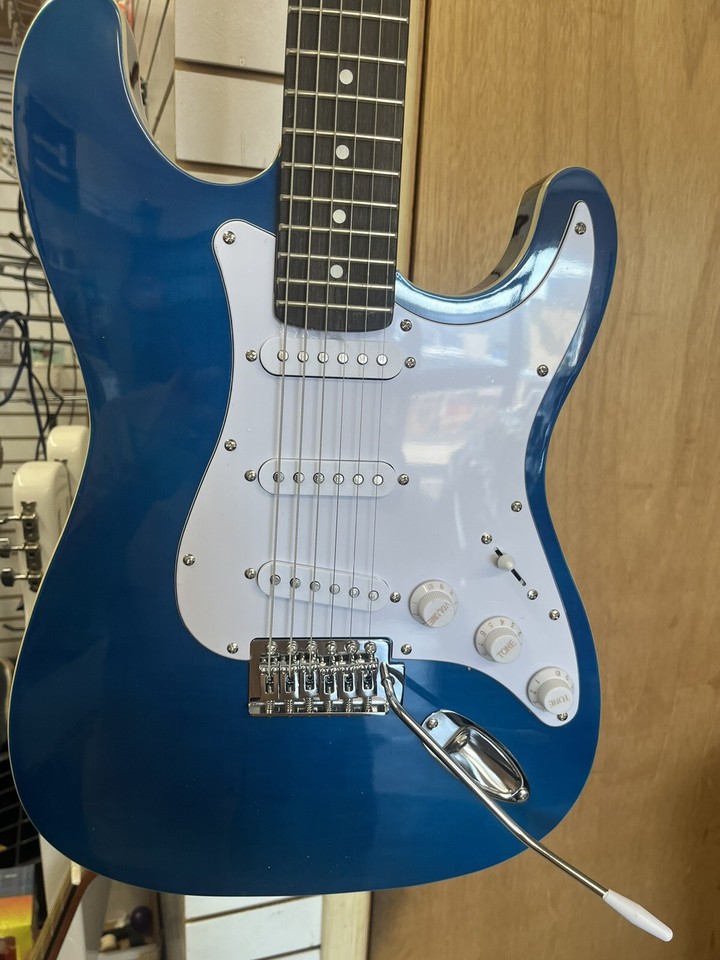 Custom Deluxe Trans Blue Double Bound Slab Body Strat Style Electric ...