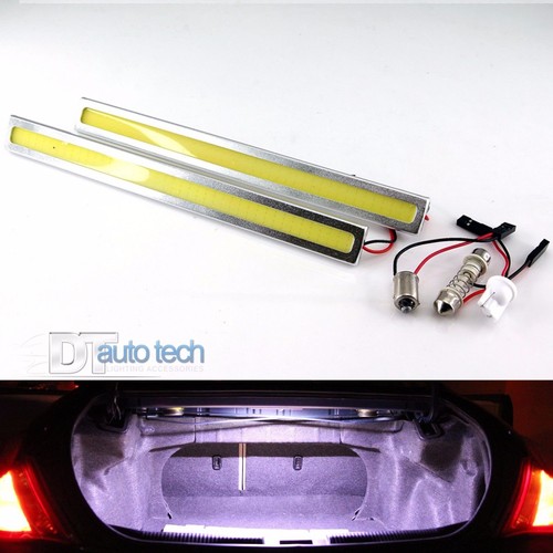 2x Silver 6W LED COB Trunk Cargo License Plate Reverse Light Bar ...