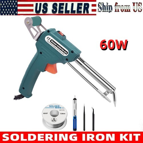 60W Electric Auto Soldering Iron Gun Kit Hand-Held Tweezers Wire ...