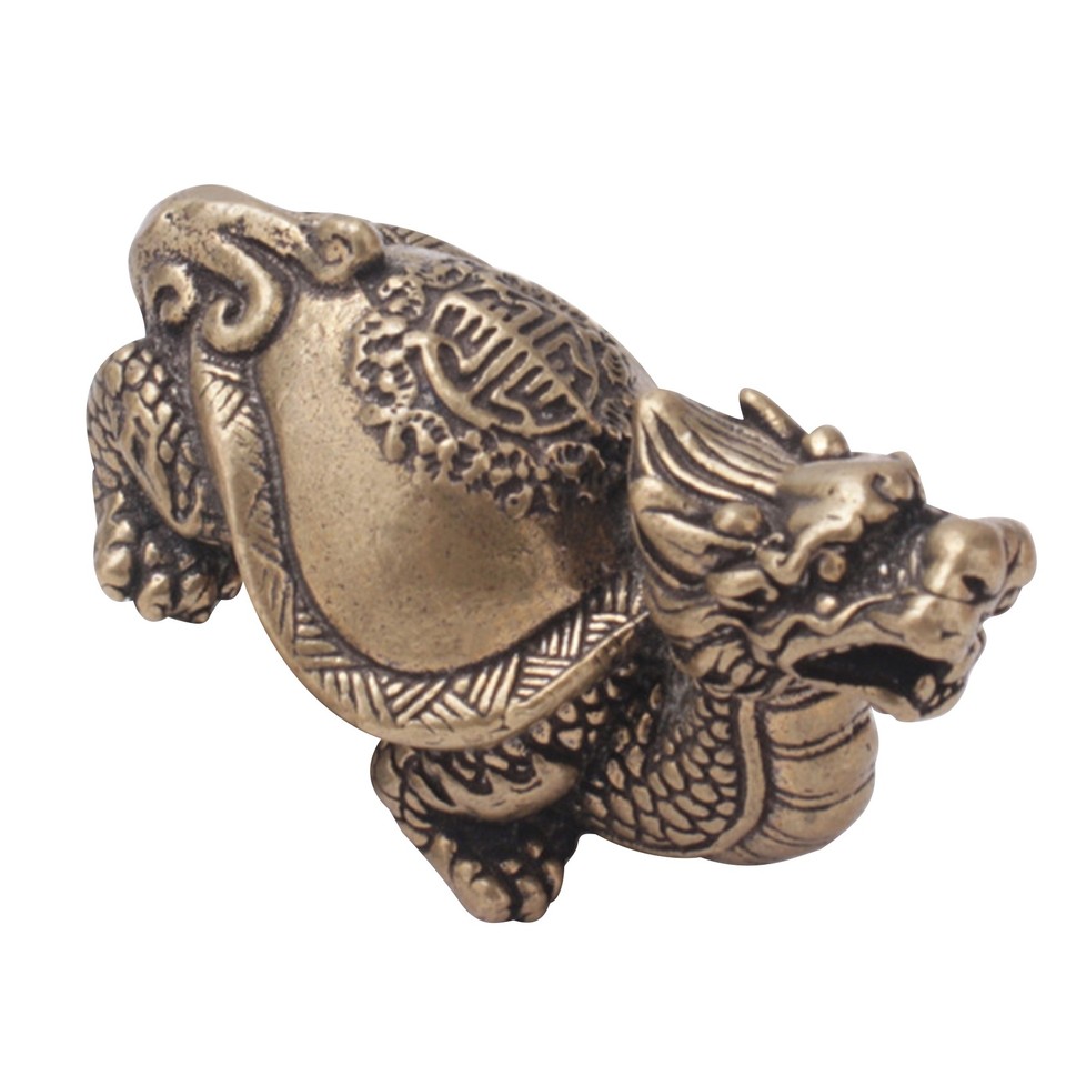 Copper Brass Dragon Turtle Small Fengshui Statue Ornament Chinese ...
