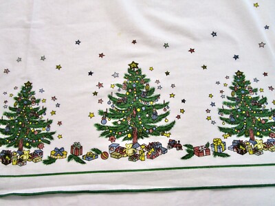 VTG TABLECLOTH CHRISTMAS TREE 64x102 NIKKO TERRISOL TOYS ORNAMENTS | eBay