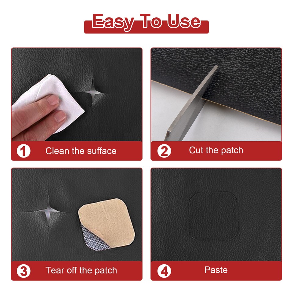 Vinyl Faux Leather Fabric Repair Patch Self-Adhesive Kit for Car Seat ...