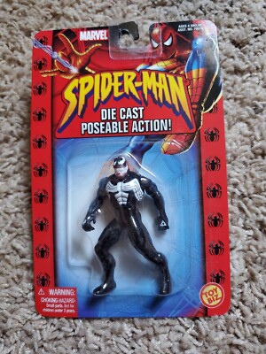 MARVEL Spiderman Universe VENOM 2" Poseable Die-Cast Black Figure Toy ...