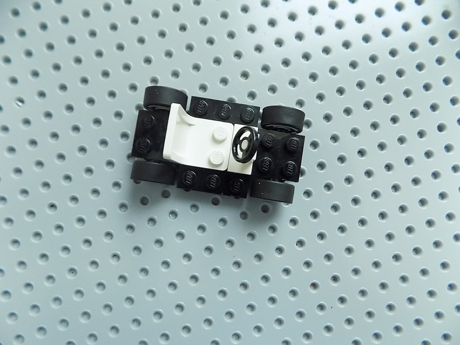 1 Lego Vehicle, Base 4 x 7 x 2/3 with Wheels Chair and Steering pick ...