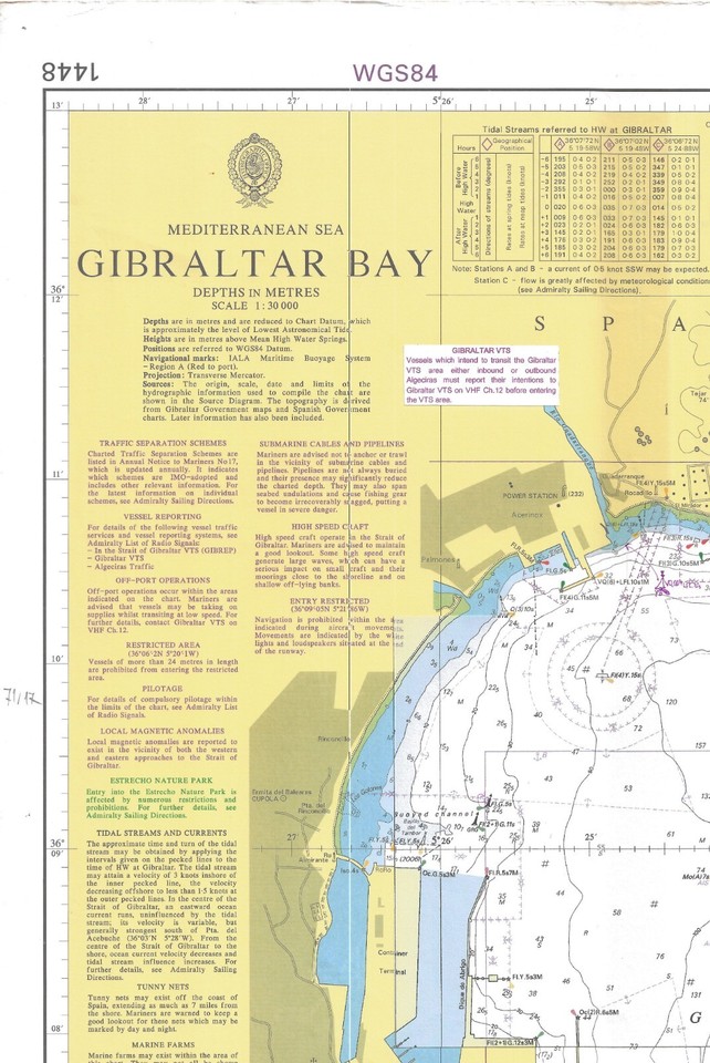1448 Mediterranean Sea Gibraltar Bay Chart Map Marine Maitime Nautical ...