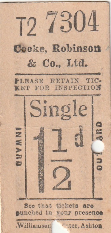 Bell Punch Ticket. Cooke, Robinson & Co. Ltd. Single Fare 1 1/2d. | eBay UK