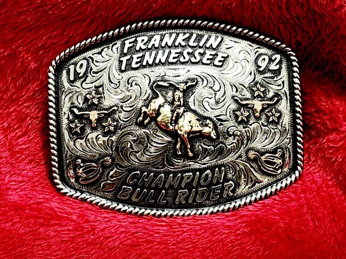 Champion Rodeo Trophy Buckle☆Bull Riding☆FRANKLIN TENNESSEE☆1992☆RARE ...