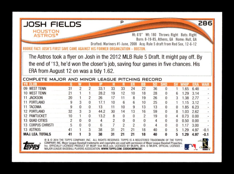 2014 Topps Josh Fields #286 | eBay