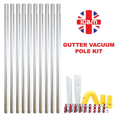 40ft 12m Long Reach Gutter Vacuum Pole Kit Set Drain Hoover Cleaning ...