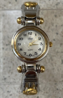 Collezio Ladies Watch Silver Cuff Band w/Gold Elephants Pearlescent ...