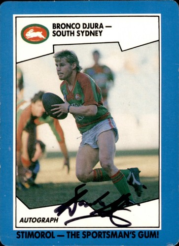 Signed 1989 South Sydney Rabbitohs NRL Scanlens Card -BRONCO DJURA | eBay