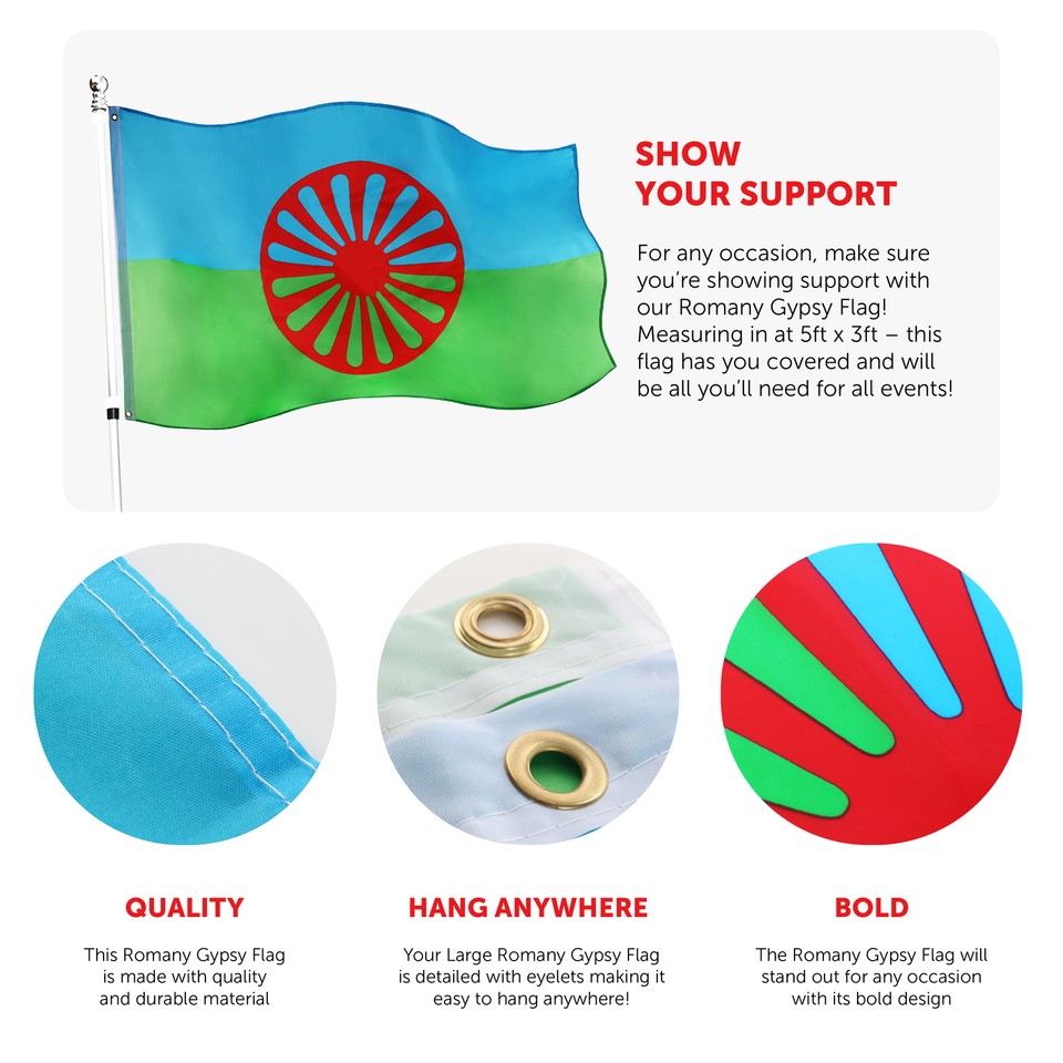 ROMANY GYPSY FLAG FLAG LARGE 5FT X 3FT POLYESTER FLAG CARTWHEEL INDOOR ...