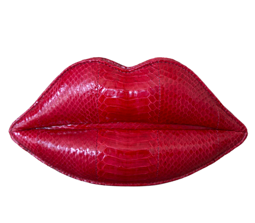 LULU GUINNESS Berry Red Snakeskin Lips Clutch BRAND NEW | eBay