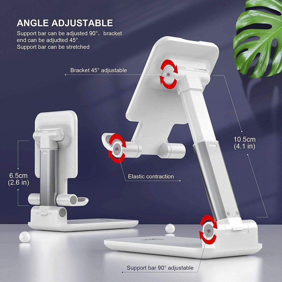 Adjustable Cell Phone Stand for Desk – Foldable Desktop Phone & Tablet ...