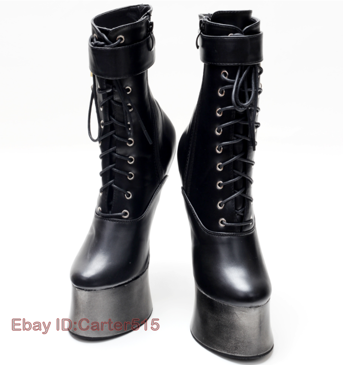 Womens Fashion Sexy Lace Up Ankle Boots Lock Cosplay Shoes Heelless ...