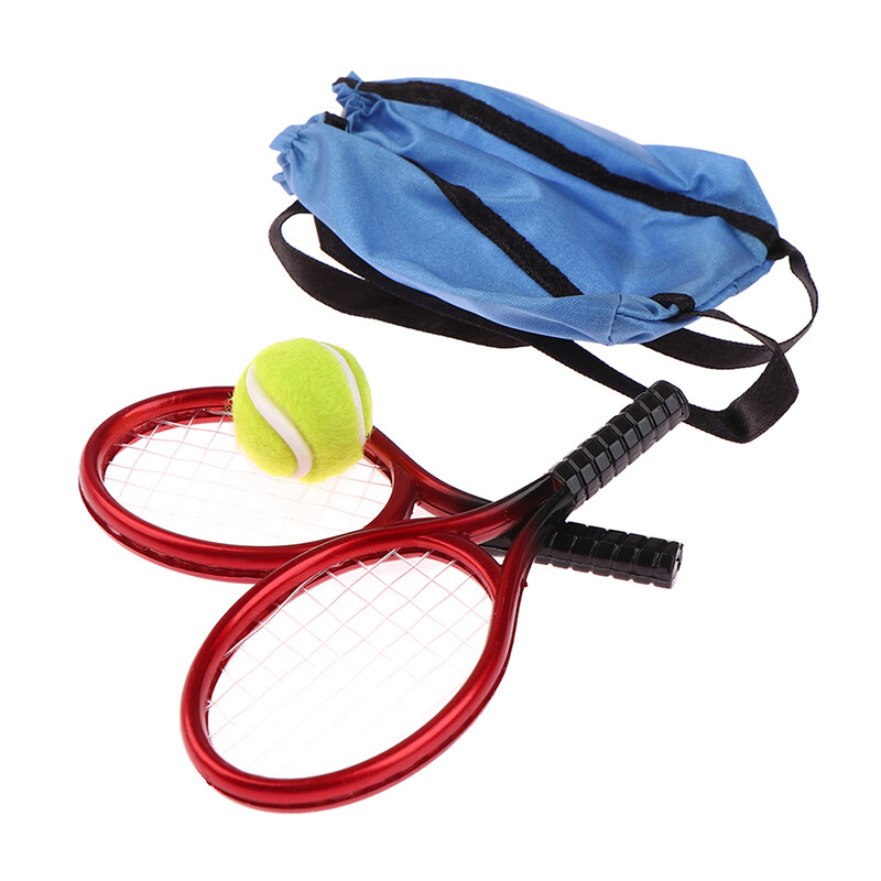 4pcs/set Dollhouse Miniature tennis racket tennis set Simulation sports ...