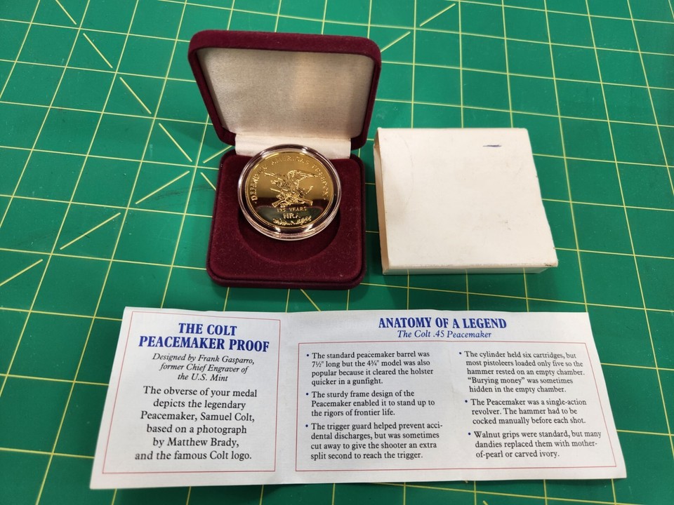 NRA Colt Peacemaker Gun Collector Coin 1873 24K Gold plated Proof Medal ...