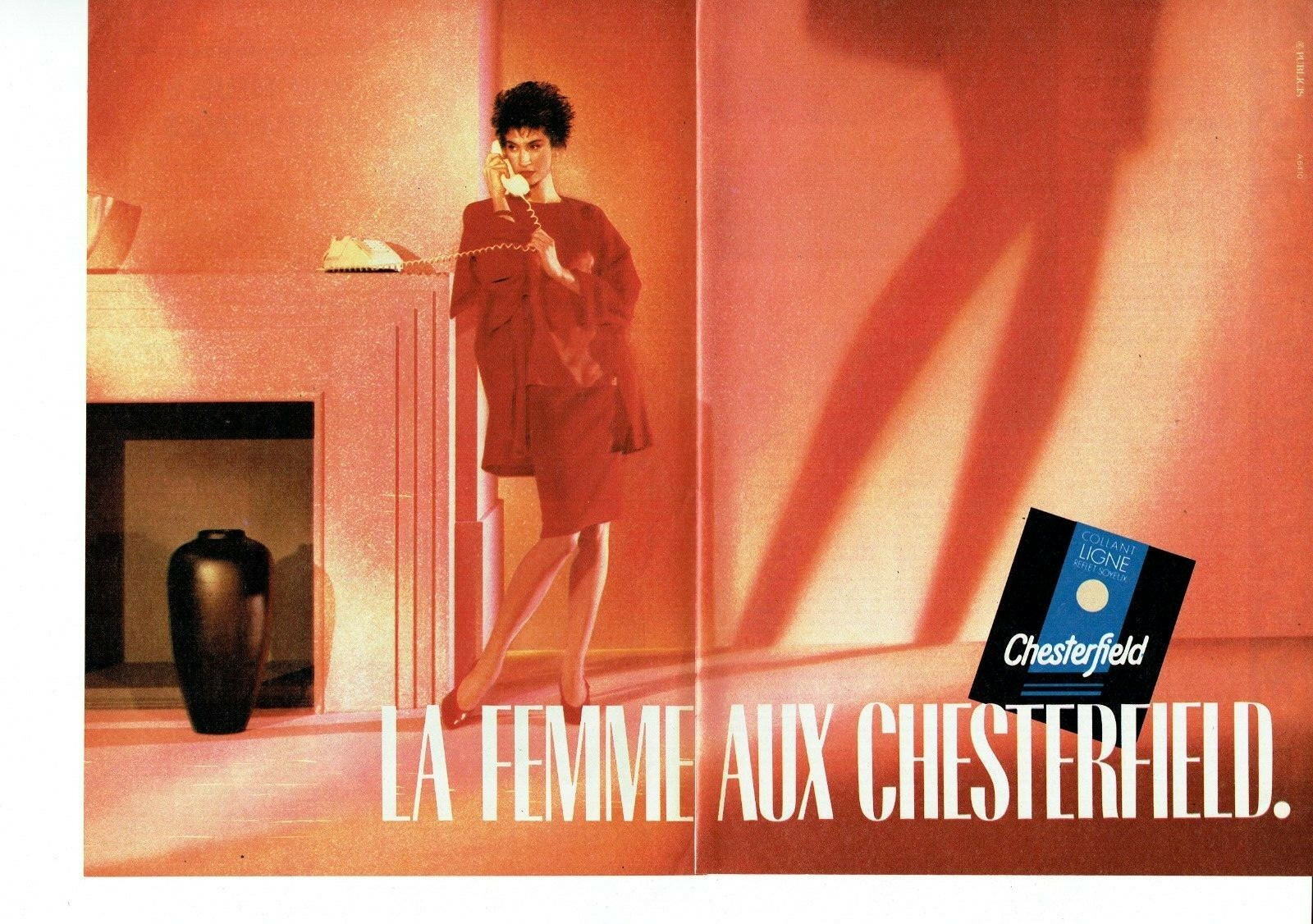 Publicité Advertising 520 1985 bas & collants Chesterfield coll ligne ...