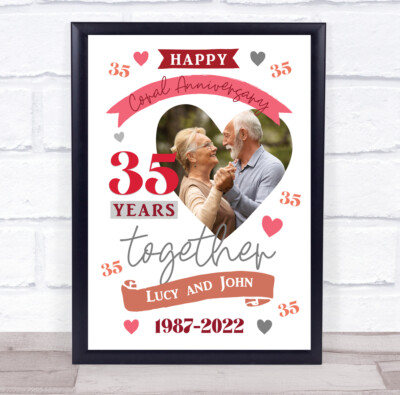 35 Years Together 35th Wedding Anniversary Coral Photo Personalised ...