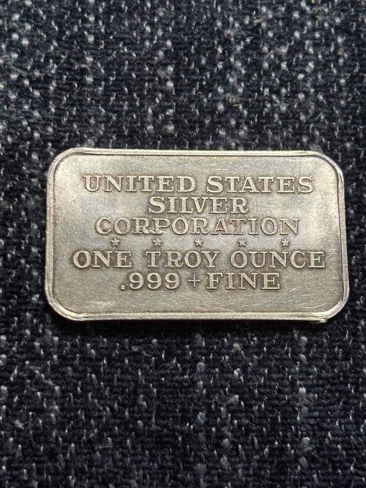 1973 'WORLD TRADE AND COMMERCE'1-OZ .999 Silver Bar by U. S. SIL. CO ...