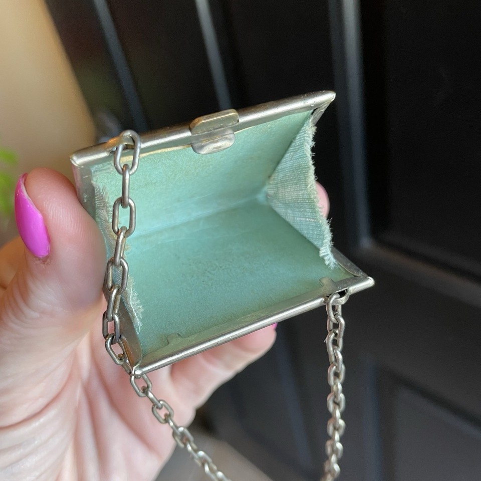 1920’s Art Deco Guilloche Mad Money Coin Purse Silver Tone Red Enamel ...