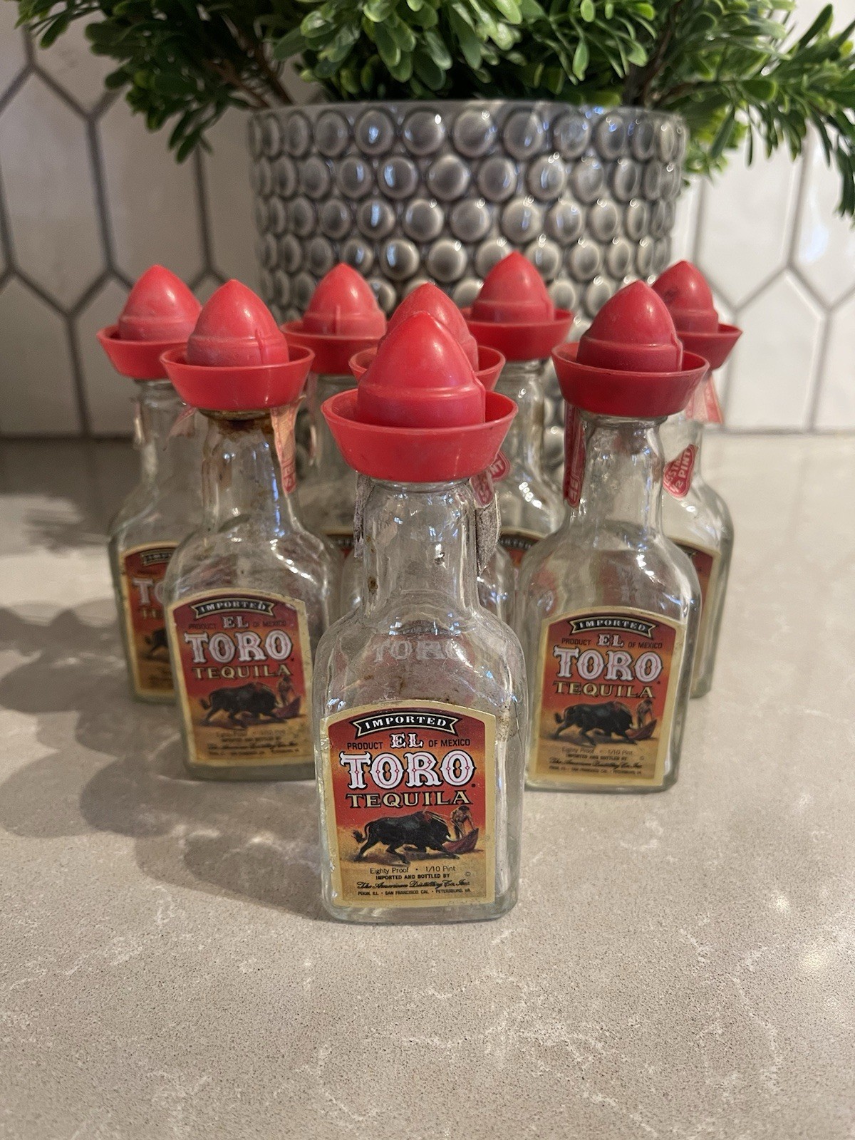 VTG El Toro Tequila 1/10 Pint Mini Miniature Glass Liquor Bottles LOT ...