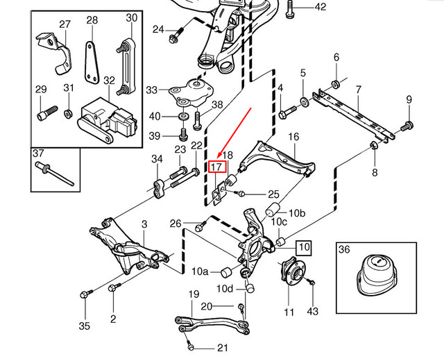 Volvo Xc90 Mk1 Rear Left Upper Control Arm Mounitng 31277897 Genuine ...